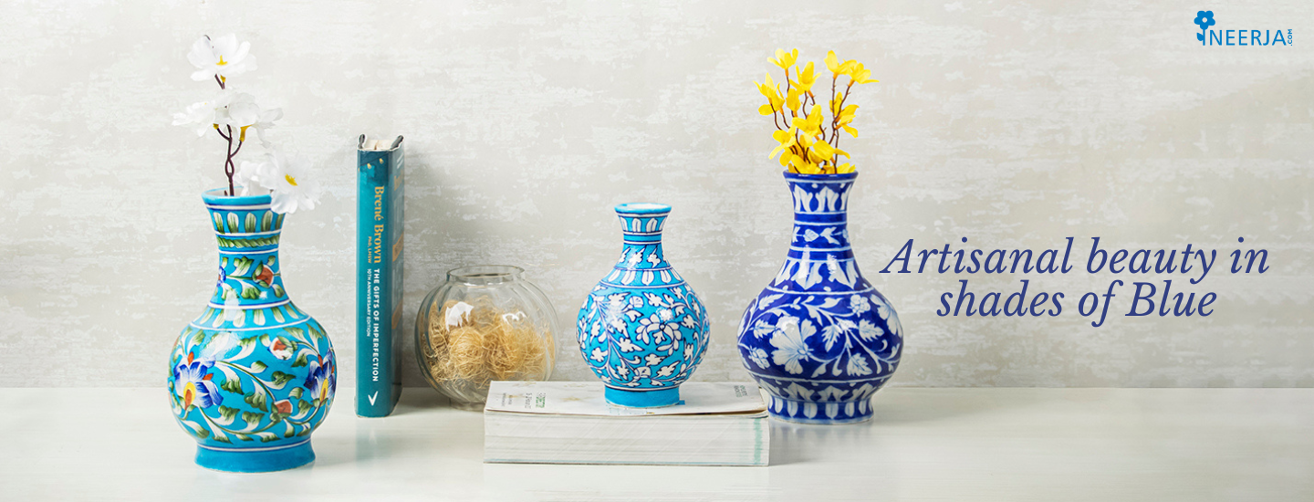 Neerja's Famous Blue Pottery Tiles, Knobs, Beads, Plates, Lamps etc ...