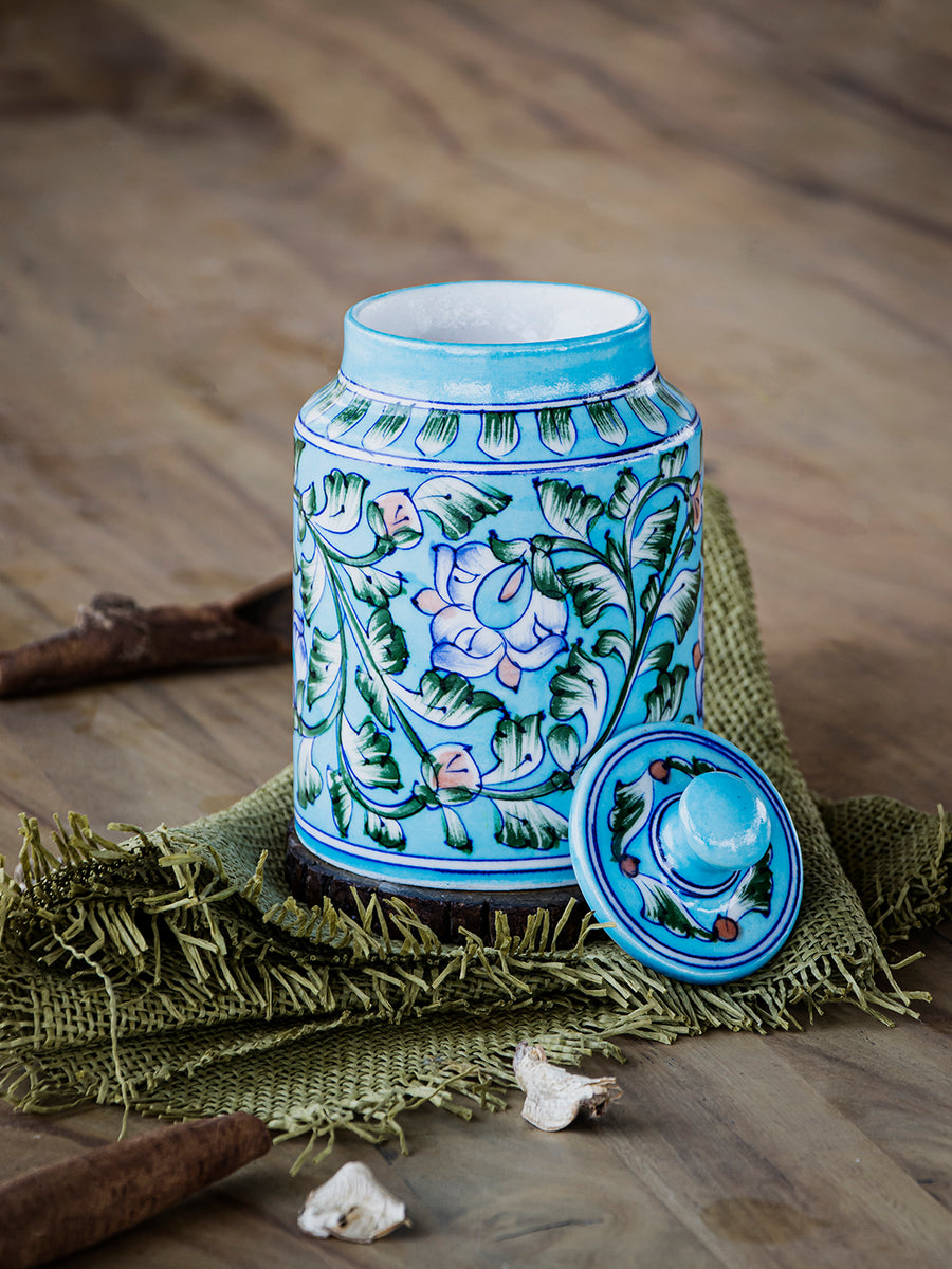 Best Blue Pottery Blue Jar With Floral Motifs | Neerja – NEERJA ...