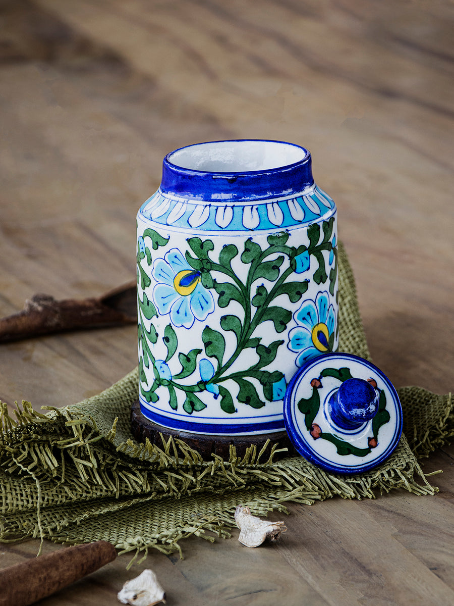 Best Blue Pottery Blue Jar With Floral Motifs | Neerja – NEERJA ...