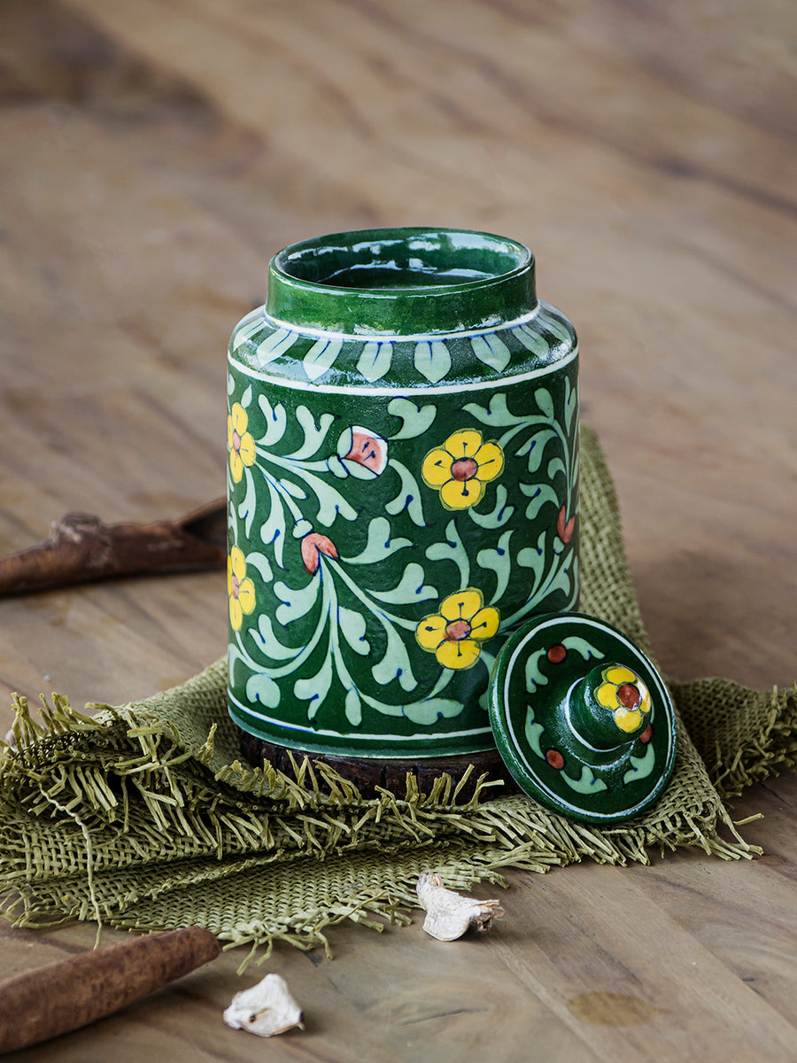 Best Blue Pottery Blue Jar With Floral Motifs | Neerja – NEERJA ...