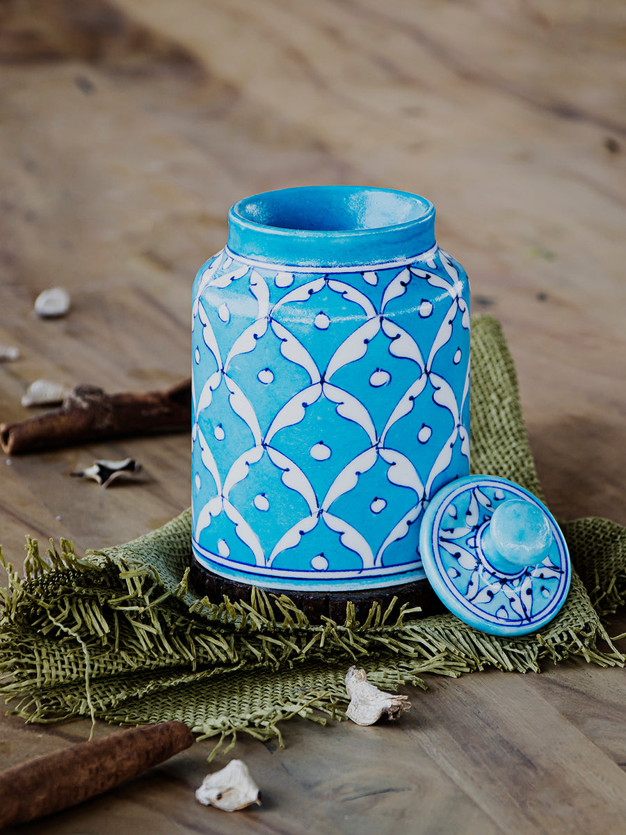 Best Blue Pottery Blue Jar With Floral Motifs | Neerja – NEERJA ...