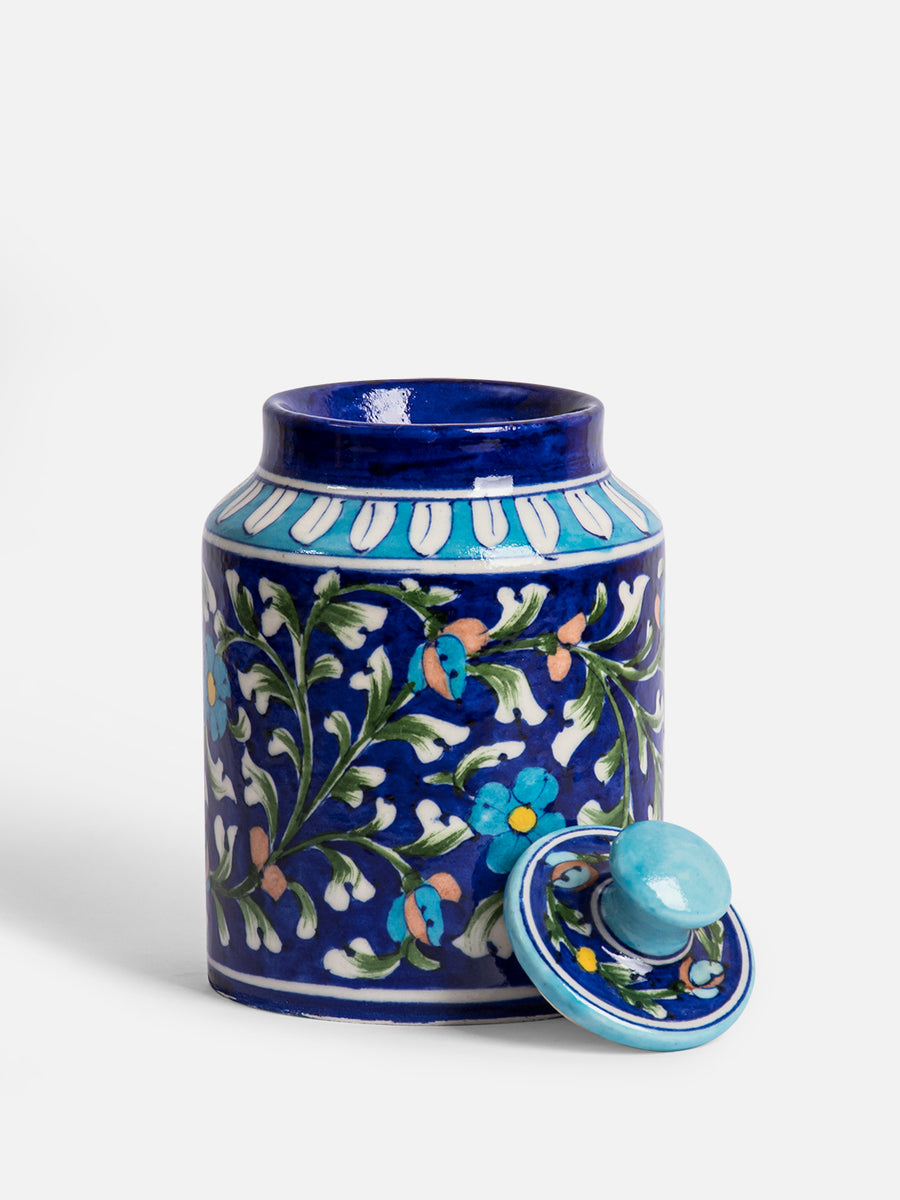 Best Blue Pottery Blue Jar With Floral Motifs | Neerja – NEERJA ...