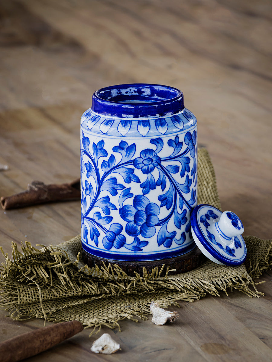 Best Blue Pottery Blue Jar With Floral Motifs | Neerja – NEERJA ...