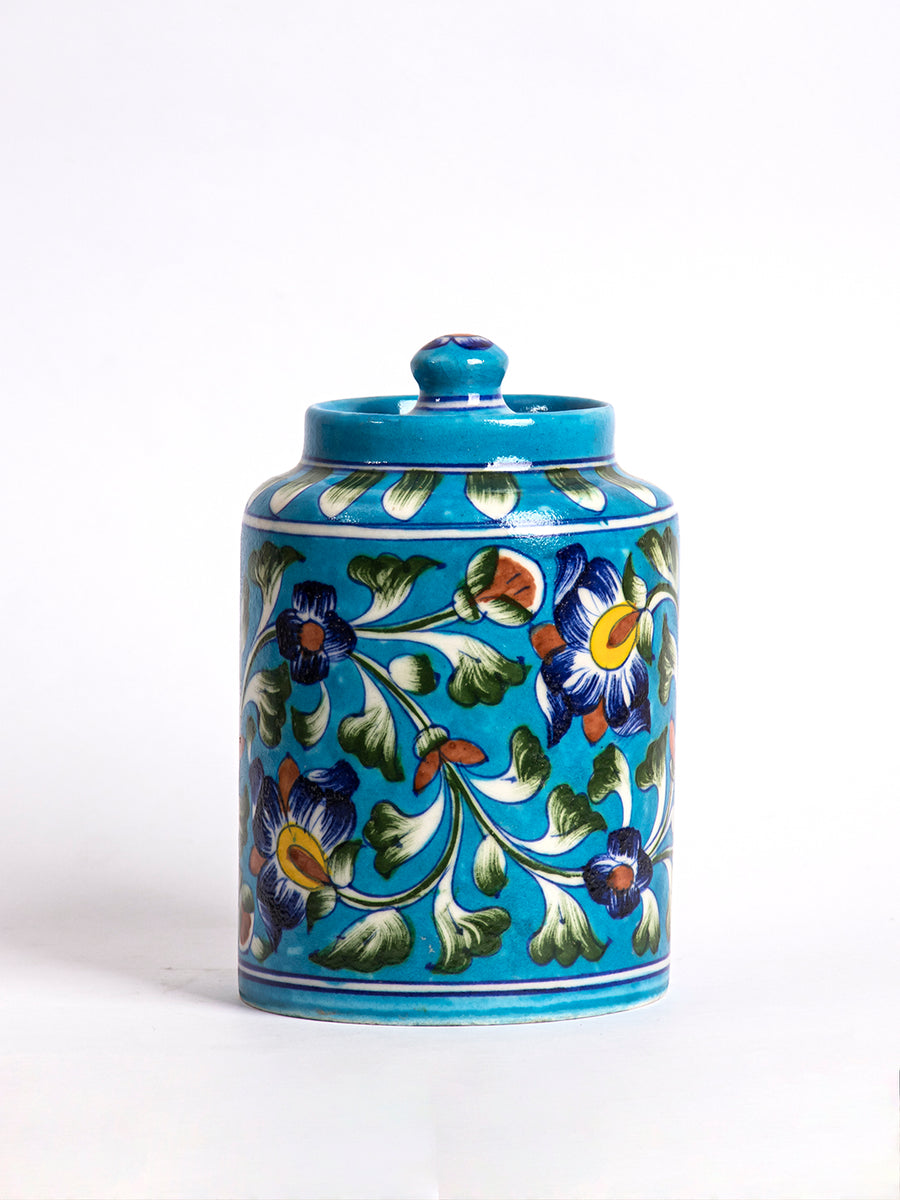 Best Blue Pottery Blue Jar With Floral Motifs | Neerja – NEERJA ...