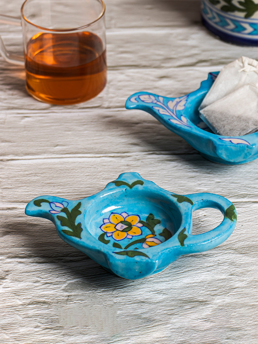 Blue Pottery Dip Tea Bag Holder – NEERJA INTERNATIONAL INC