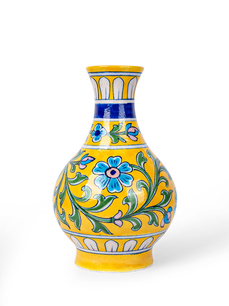 Blue Pottery Surahi Yellow color – NEERJA INTERNATIONAL INC