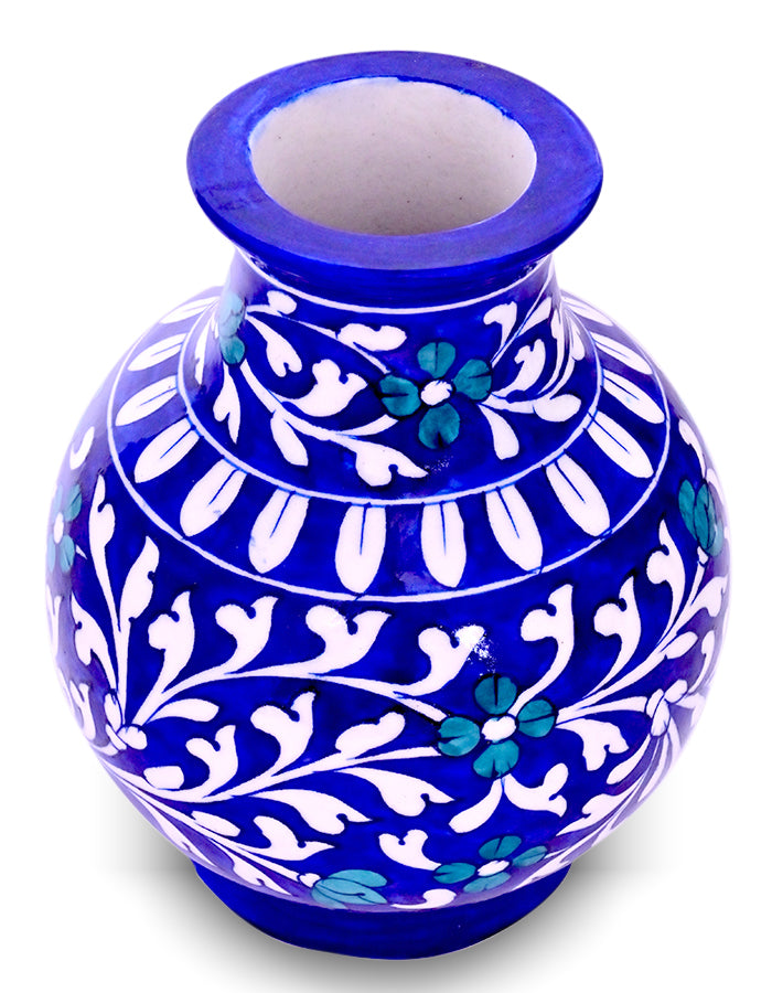 Blue Pottery Matka Flower Vase – NEERJA INTERNATIONAL INC