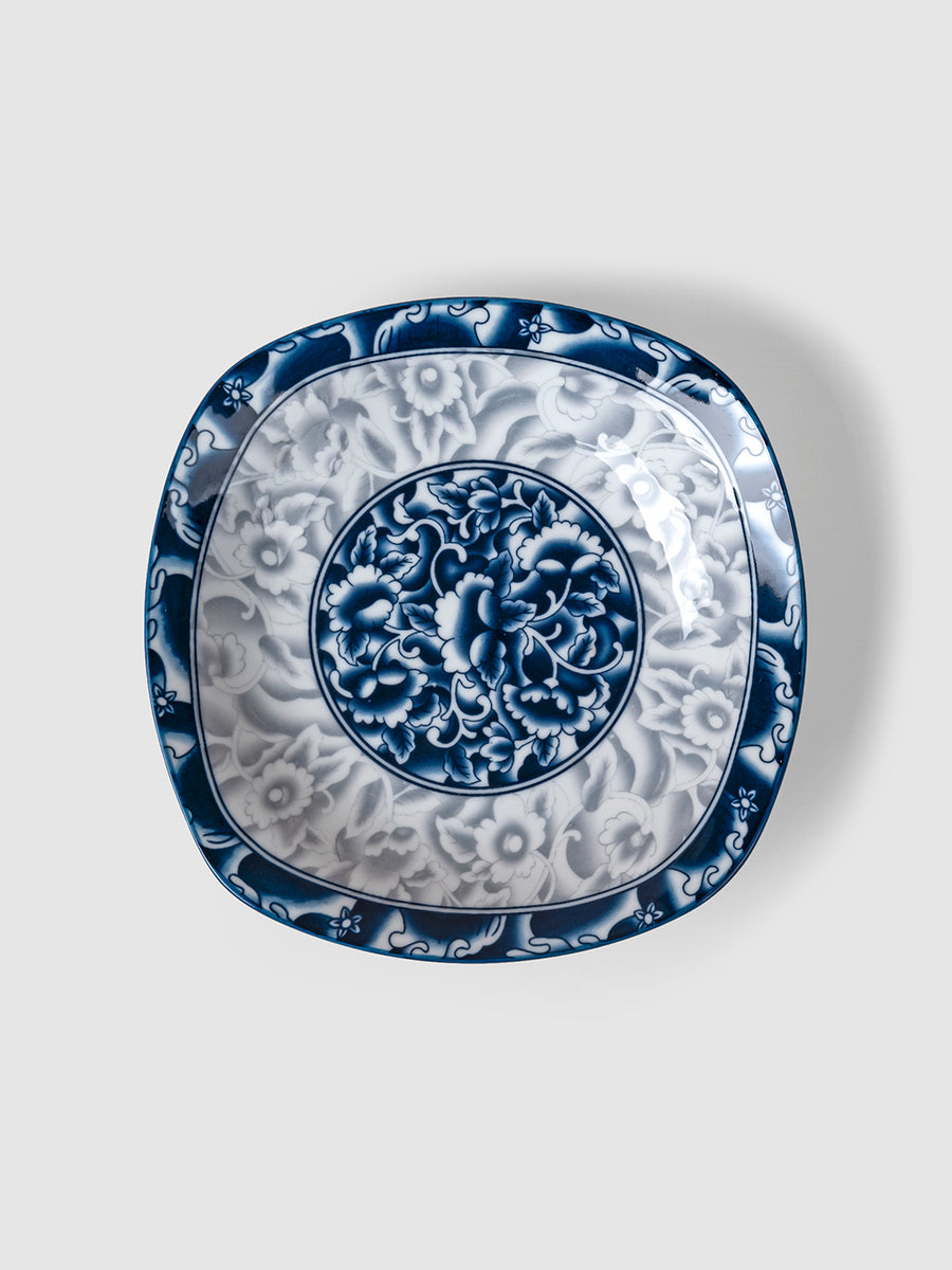Ceramic Blue & White Square Dinner Plate Small – NEERJA INTERNATIONAL INC