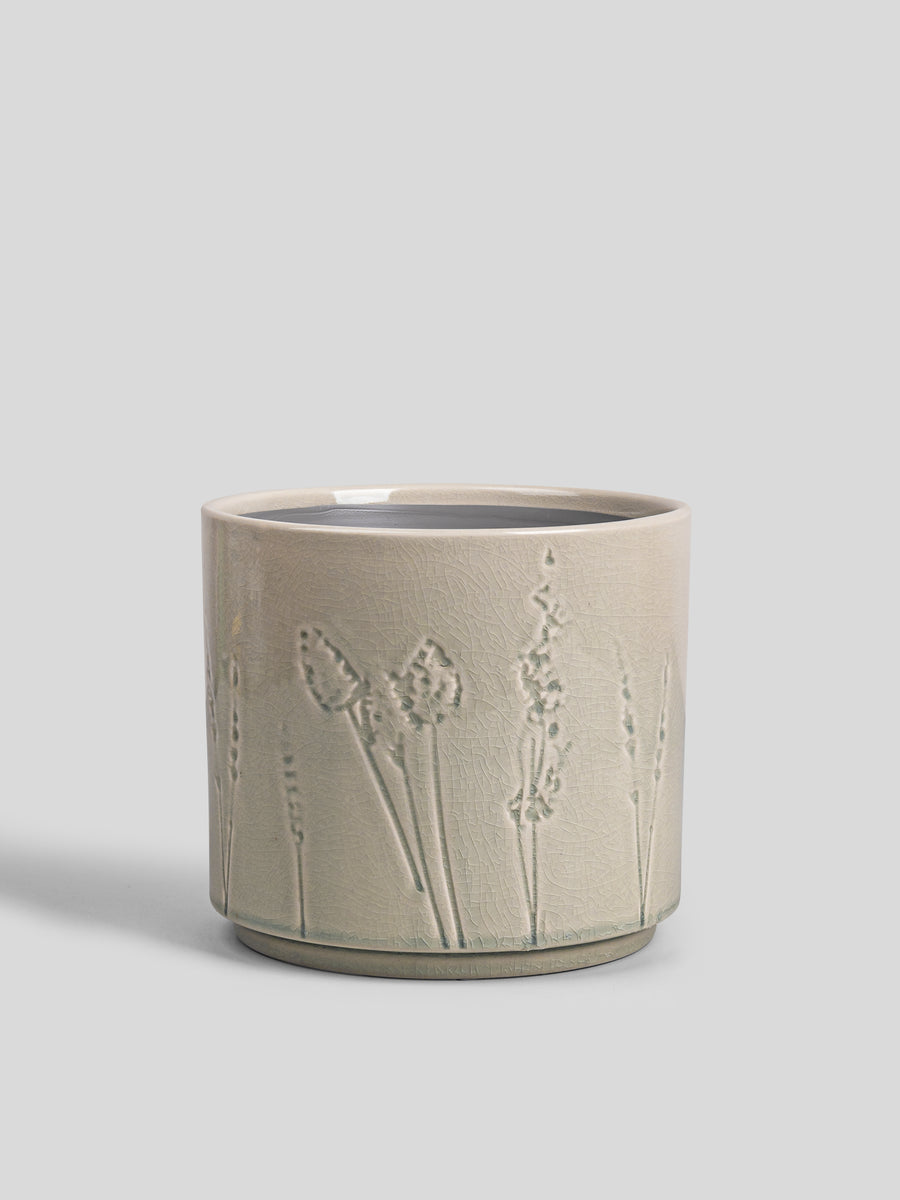 Ceramic Plant Holder Embossed Floral Design – NEERJA INTERNATIONAL INC