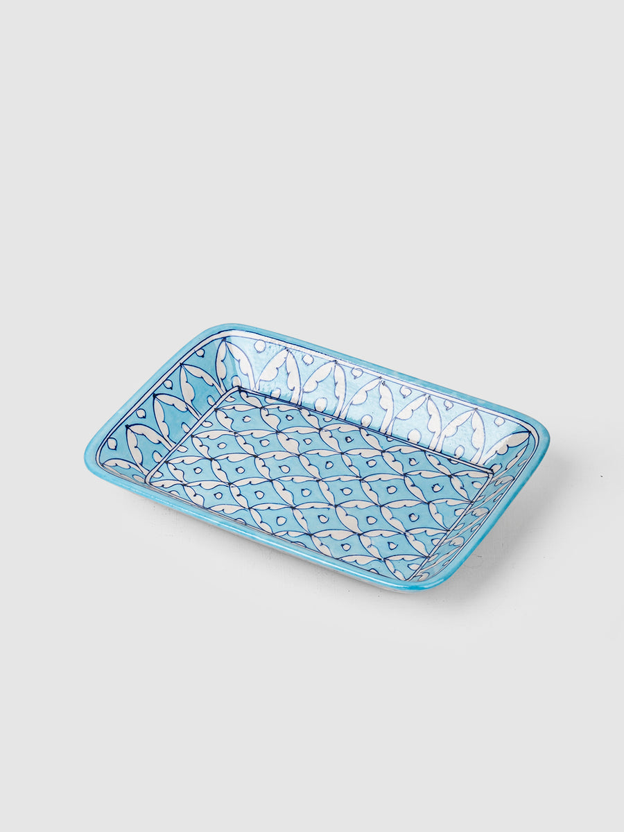 Premium Rectangle Blue & White Geometric Tray | Neerja – NEERJA ...