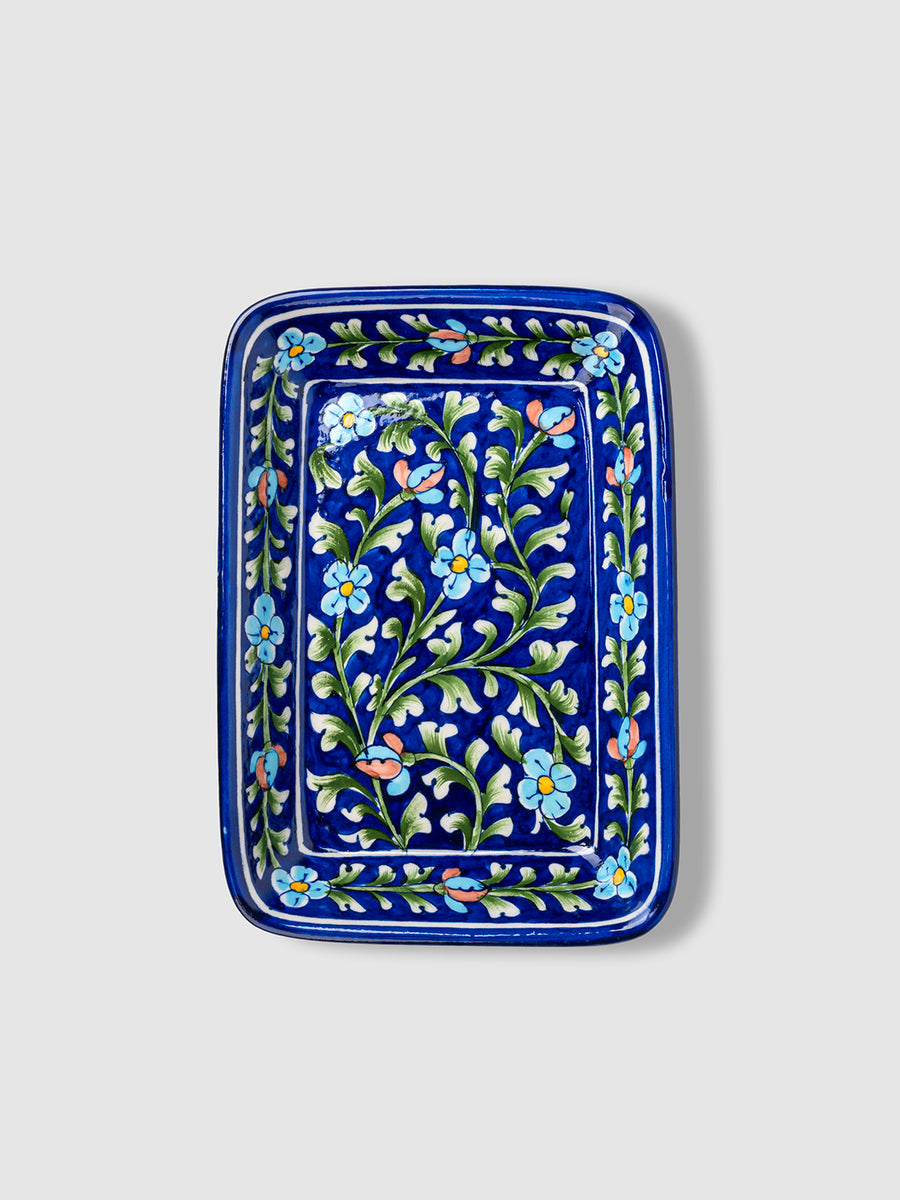 Premium Rectangle Blue & White Geometric Tray | Neerja – NEERJA ...