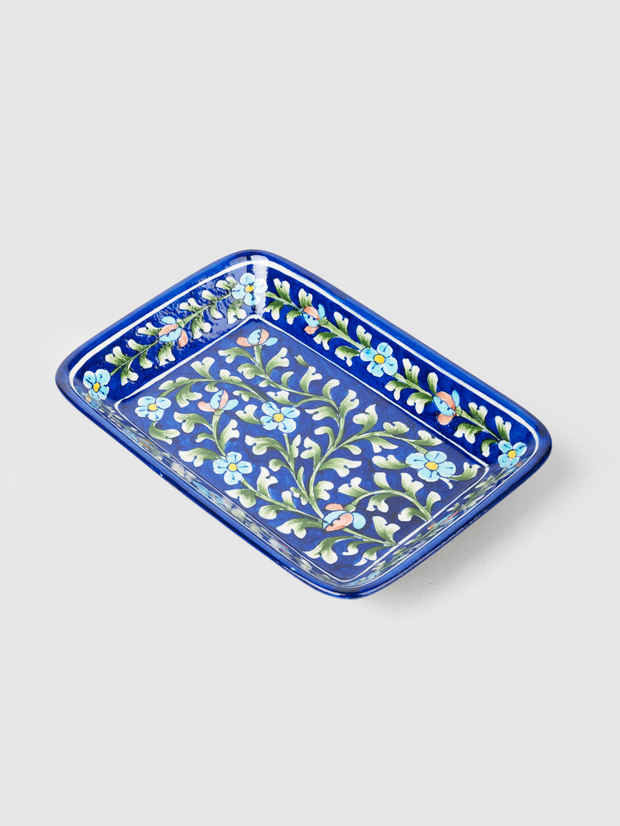 Premium Rectangle Blue & White Geometric Tray | Neerja – NEERJA ...
