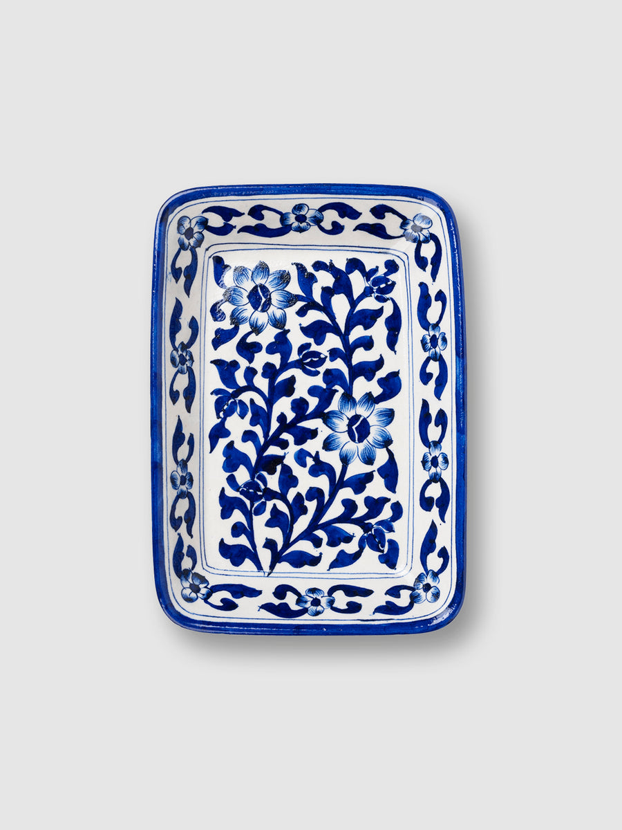 Premium Rectangle Blue & White Geometric Tray | Neerja – NEERJA ...