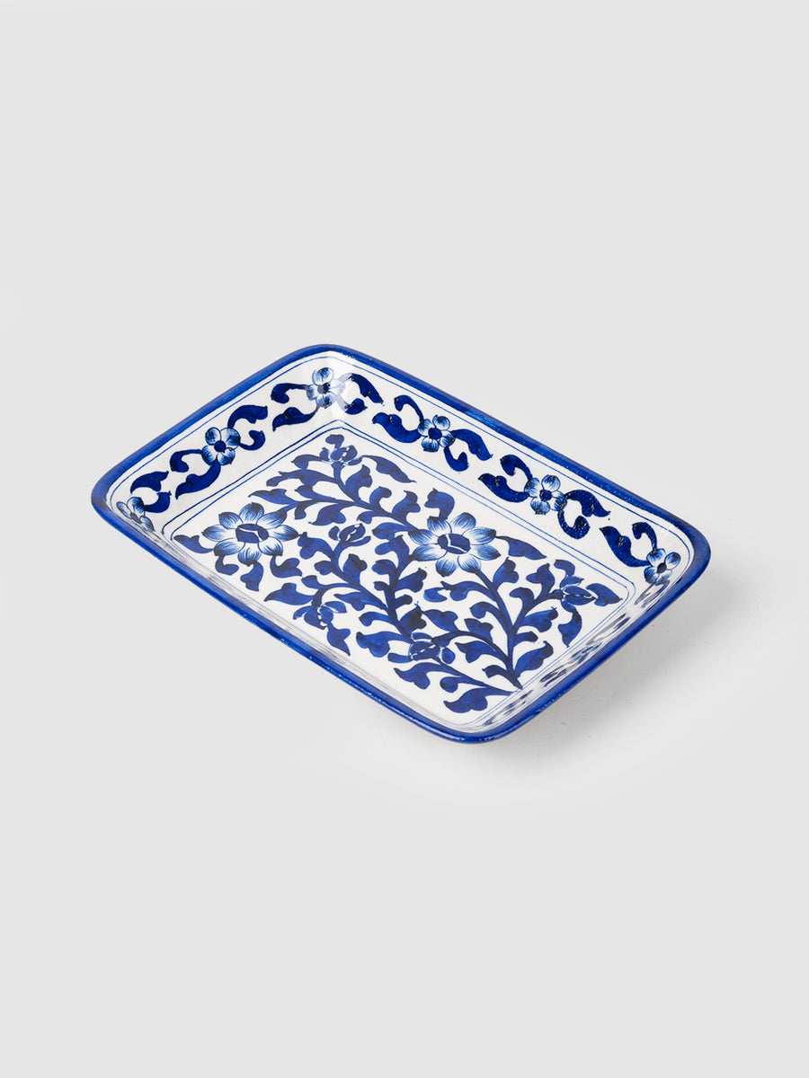 Premium Rectangle Blue & White Geometric Tray | Neerja – NEERJA ...