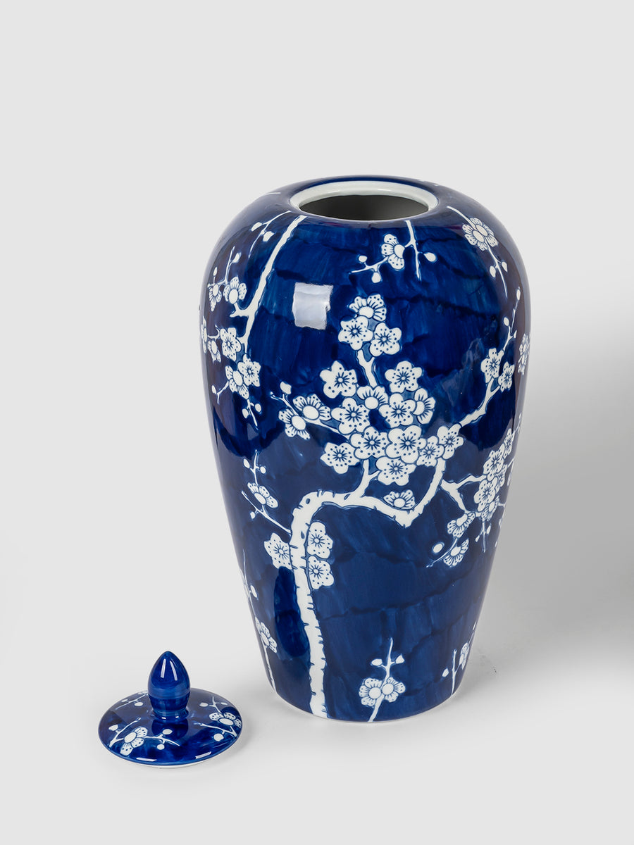 Blue Ceramic Pot With Lid – NEERJA INTERNATIONAL INC