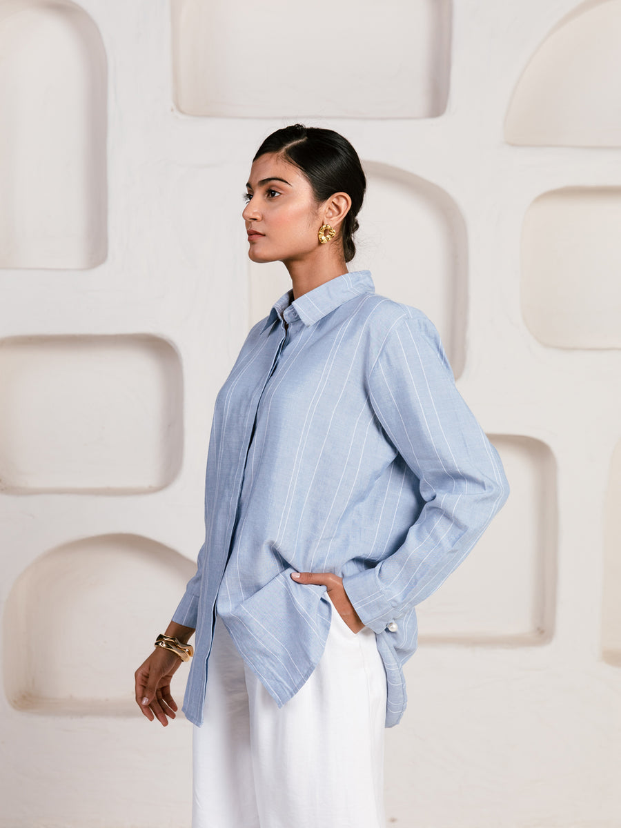 Light Blue Shirt Back Style – NEERJA INTERNATIONAL INC
