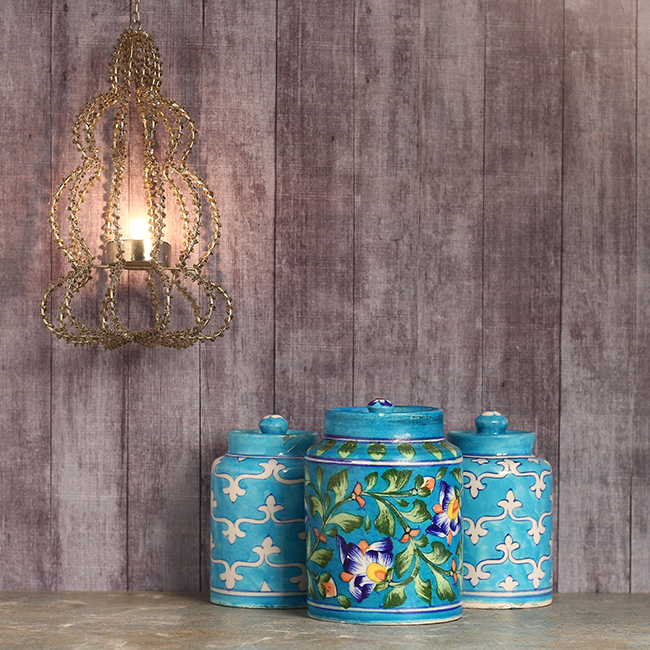 Neerja's Famous Blue Pottery Tiles, Knobs, Beads, Plates, Lamps etc ...