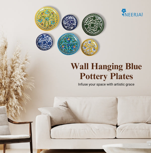 Neerja's Famous Blue Pottery Tiles, Knobs, Beads, Plates, Lamps etc ...