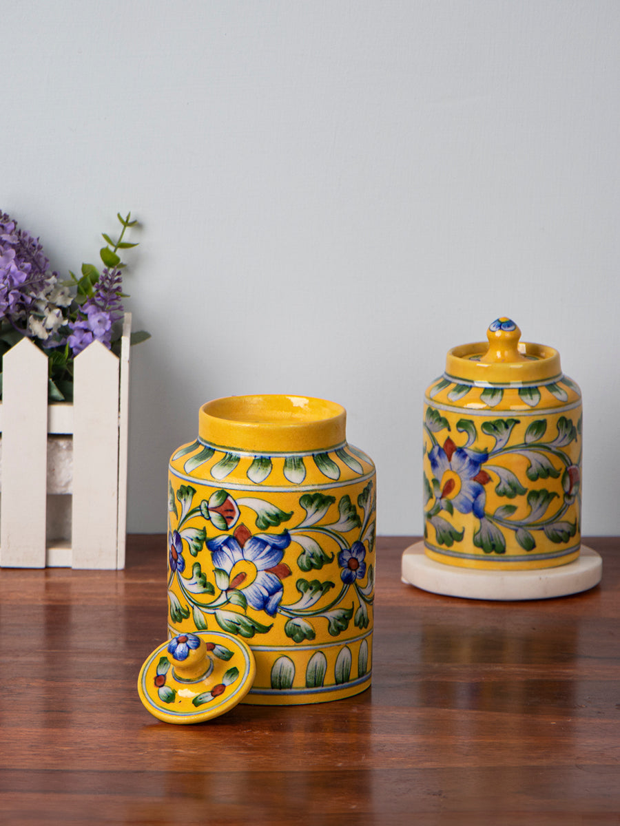 Best Blue Pottery Blue Jar With Floral Motifs | Neerja – NEERJA ...