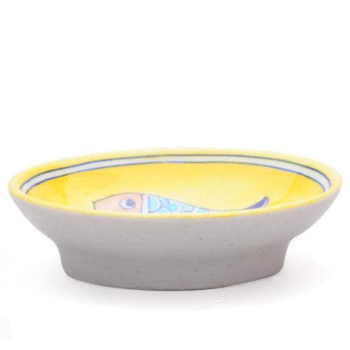 Turquoise,Blue and Pink Design Fish With Yellow Base Soap Dish – NEERJA ...