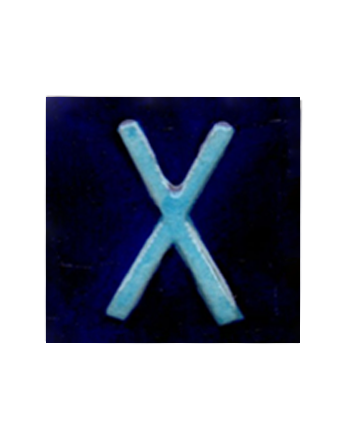 Jaipur Blue Pottery Handmade Alphabet Tile X in Blue Base With Turquoi ...