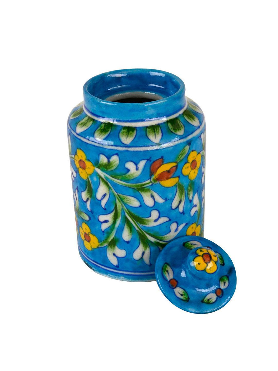 Premium Blue Pottery Canister Jar | Neerja – NEERJA INTERNATIONAL INC