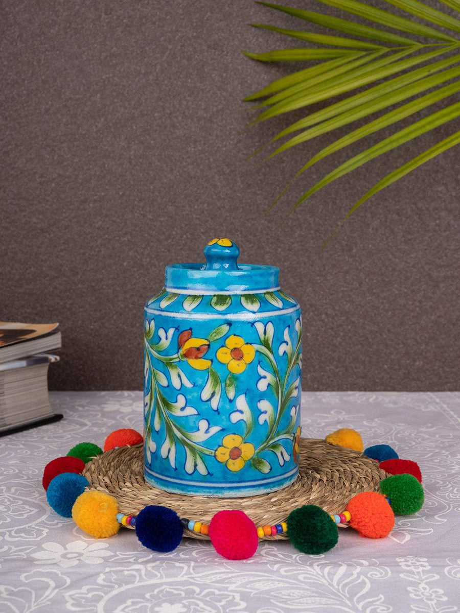 Premium Blue Pottery Canister Jar | Neerja – NEERJA INTERNATIONAL INC