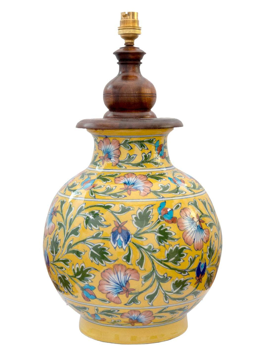 Blue pottery Matka Table Lamp (Without Shade) – NEERJA INTERNATIONAL INC