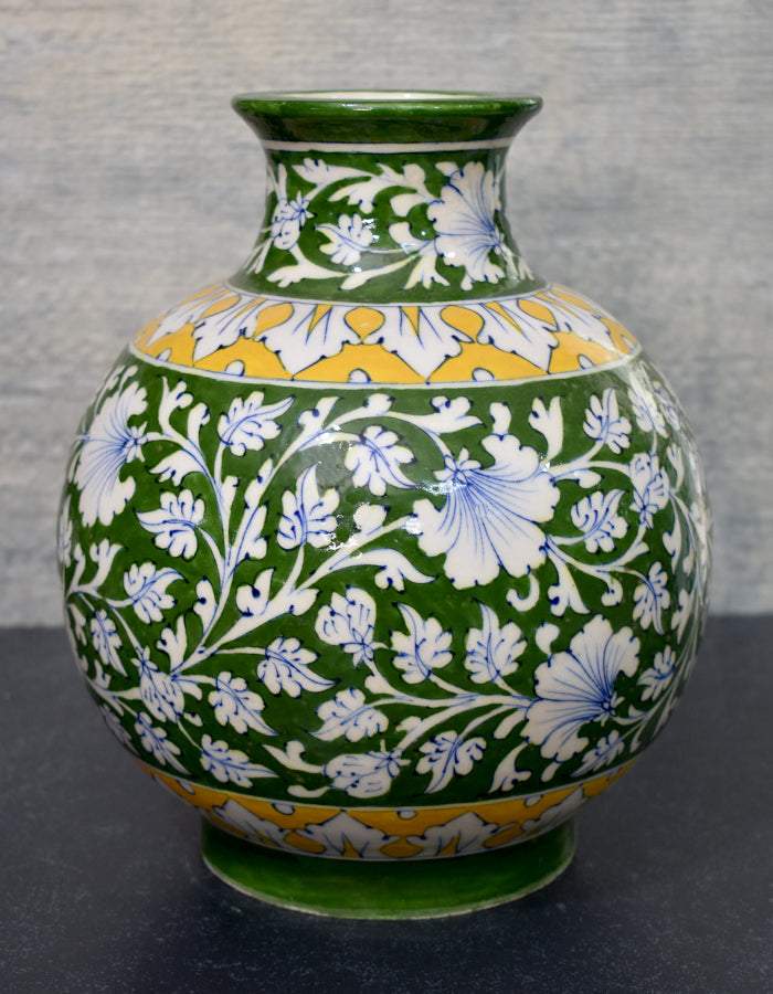 Blue Pottery Matka Flower Vase – NEERJA INTERNATIONAL INC