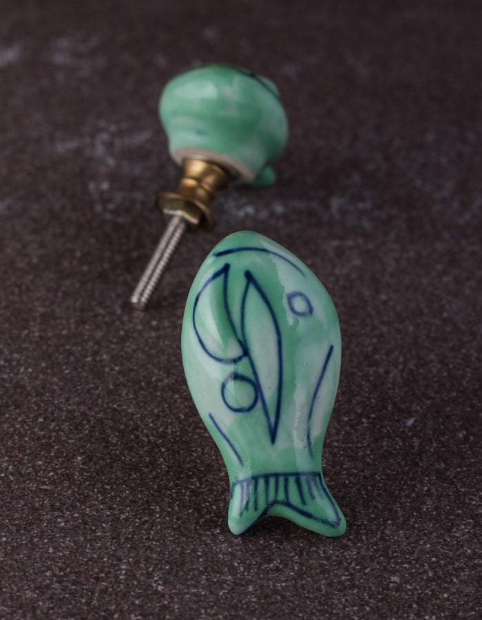 Lime Green Fish Ceramic Cabinet Knob – NEERJA INTERNATIONAL INC