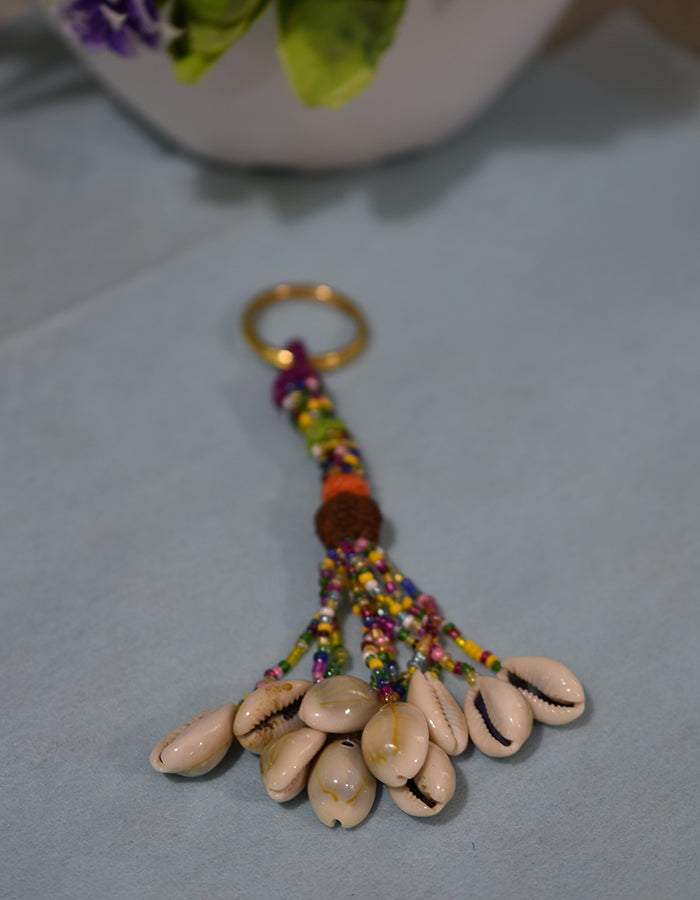 Beaded Keyring With Shells -Multi colour – NEERJA INTERNATIONAL INC