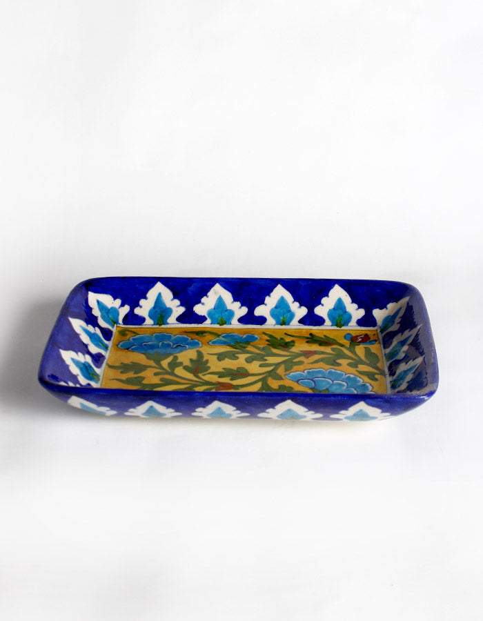 Multicoloured Blue Pottery Tray – NEERJA INTERNATIONAL INC