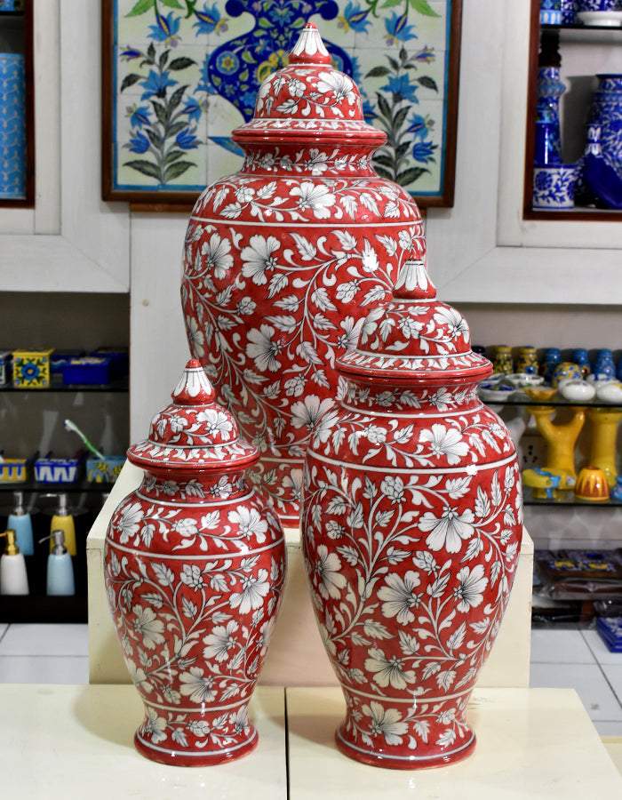 Neerja Blue Pottery Burnee Small With Lid – NEERJA INTERNATIONAL INC