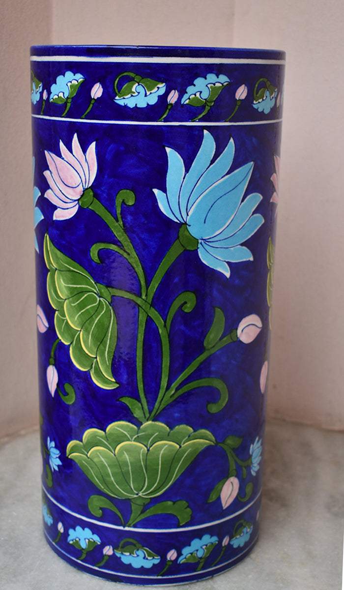 Neerja Blue Pottery Umbrella Stand 18 Lotus design – NEERJA ...