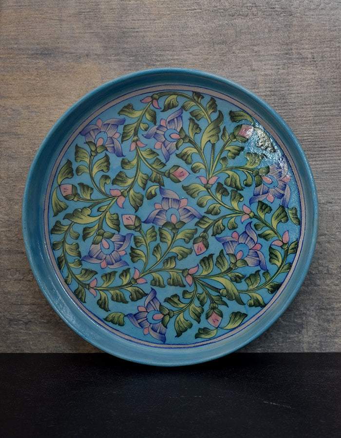 Neerja Blue Pottery Ekbana 12 Turquoise Floral – NEERJA INTERNATIONAL INC