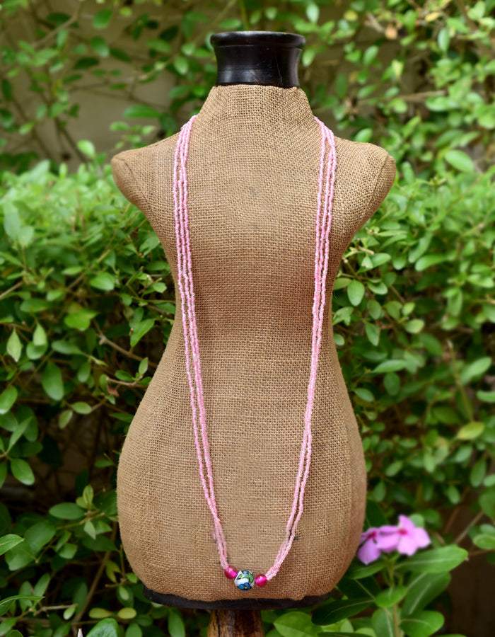 Long Necklace Japani Poth 3 Bead (Pink) – NEERJA INTERNATIONAL INC