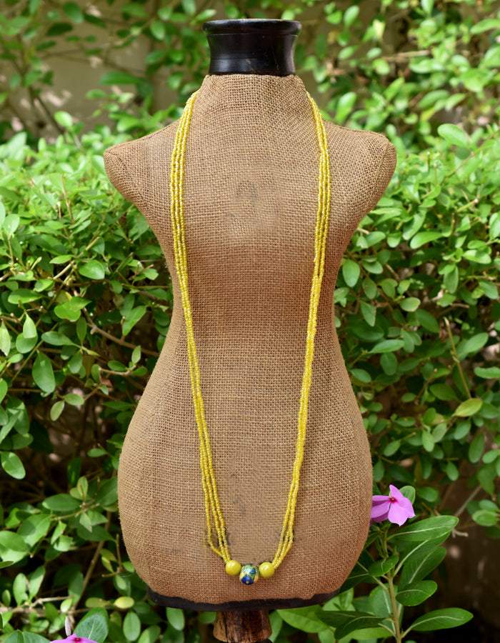 Long Necklace Japani Poth 3 Bead (Yellow – NEERJA INTERNATIONAL INC
