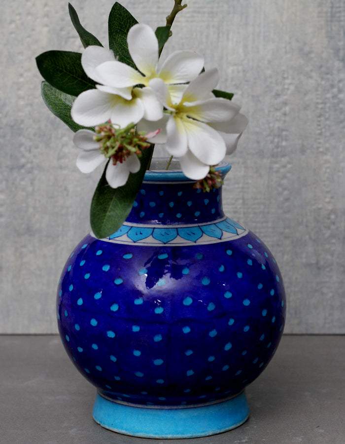Blue Pottery Matka Flower Vase 8' – NEERJA INTERNATIONAL INC