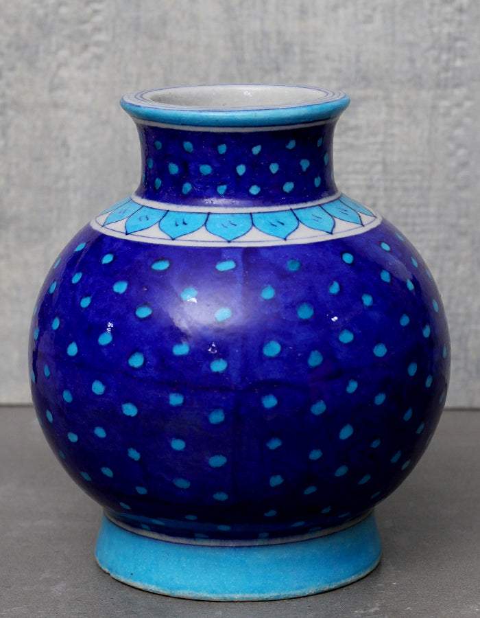 Blue Pottery Matka Flower Vase 8' – NEERJA INTERNATIONAL INC