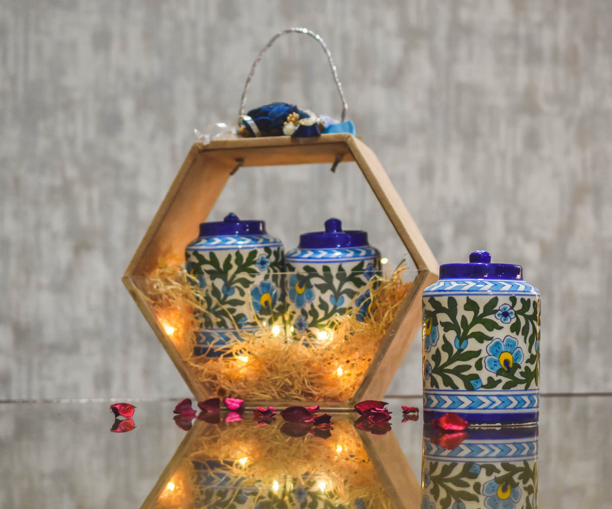 Neerja Blue Pottery Set of 2 Jars with Special Packaging – NEERJA ...