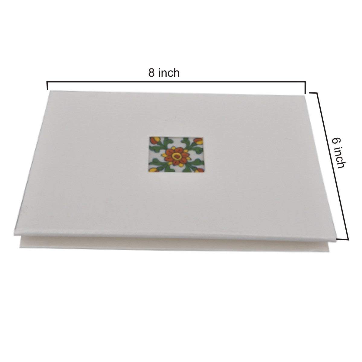 Handmade Paper White Colour Diary (Big) with Assorted Blue Pottery Til ...